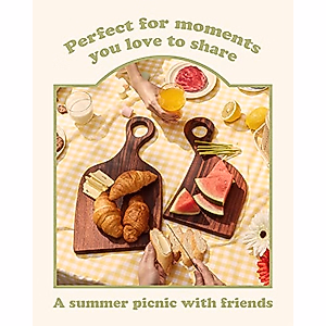 Perfect Anniversary, Wedding, Housewarming Gifts for The Couple - 2 Piece Solid Wood Cutting Board Set with Handle for Kitchen - Decorative Serving Charcuterie Board by We Made