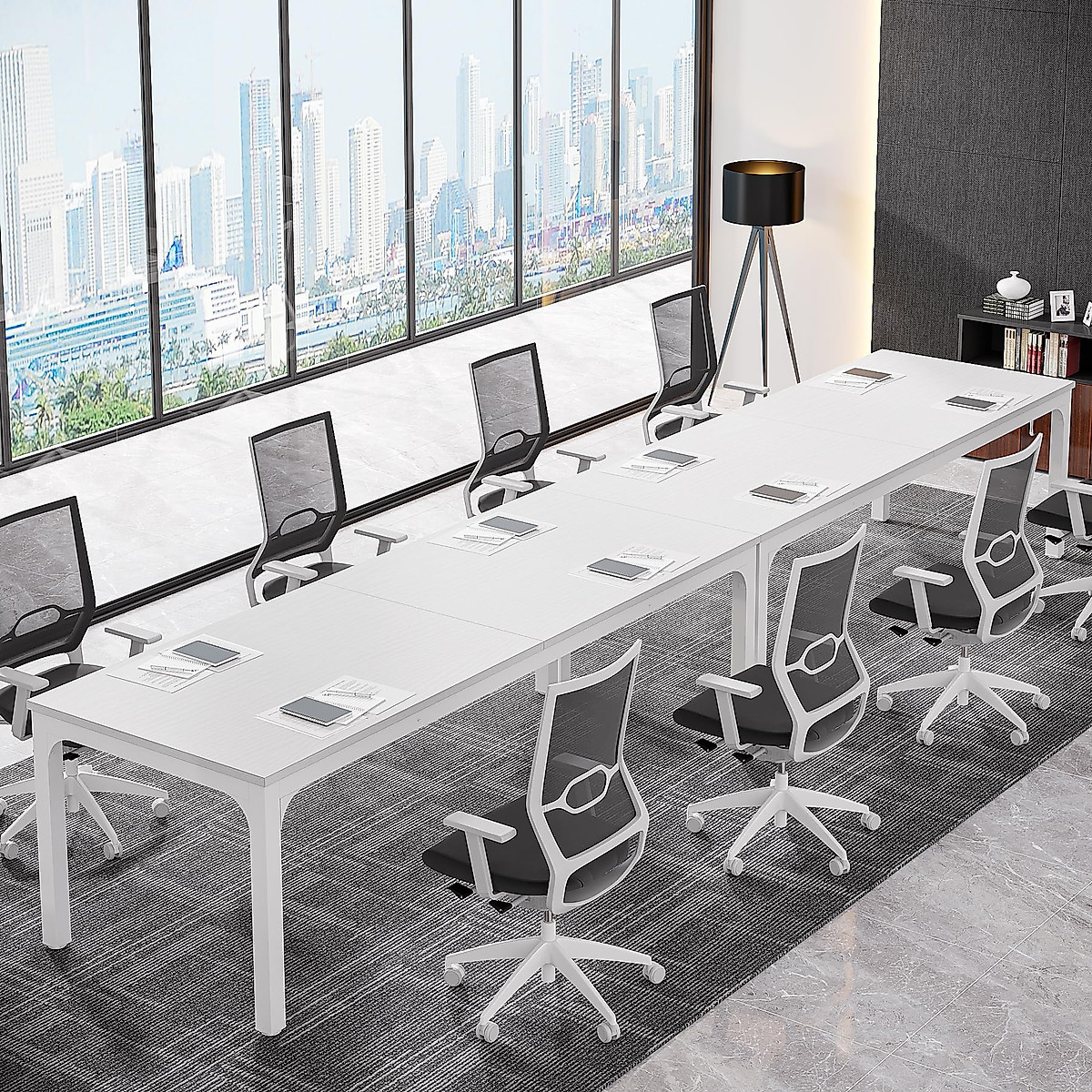 Tribesigns 78.74-Inch Conference Table Set,13FT Conference Room Table, Large Rectangle Meeting Seminar Tables Set,Long Business Tables (Chair not Included) (2, White, 2 Pack)