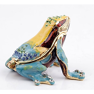 SEVENBEES Poison Dart Frogs Figurine Trinket Boxes Hinged Rainforest Animals Frog Jewelry Box Gift