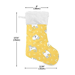 Kigai Christmas Stockings Cute Cats and Florals Large Candy Stockings Stuffers Kids Cute Xmas Sock Decorations 2PCS for Home Holiday Party 12" x18"