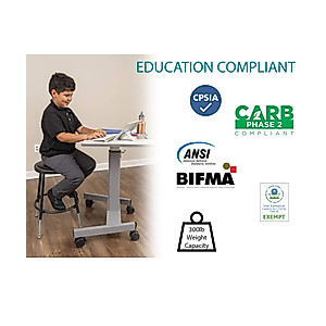 Stand Up Desk Store Stackable Adjustable-Height Classroom Office Workstation Stool (Black, 2 Pack)