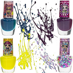 Townley Girl L.O.L Surprise Non-Toxic Peel-Off Water-Based Safe Quick Dry Nail Polish Gift Kit Set for Kids Set With Nail Dryer, AA Batteries Not Included, Ages 3+