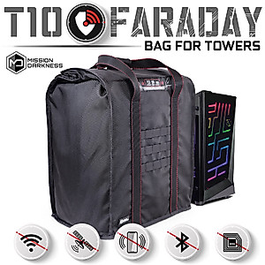 Mission Darkness T10 Faraday Bag for Computer Towers & XL Electronics // Military-Grade Faraday Cage for Digital Forensics, RF Signal Blocking, EMP CME Protection, Preppers, and Personal Security