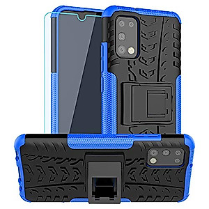 SKTGSLAMY Galaxy A02S Case,Samsung A02S Case,with HD Screen Protector, [Shockproof] Tough Rugged Dual Layer Protective Case Hybrid Kickstand Cover for Samsung Galaxy A02S (Blue)