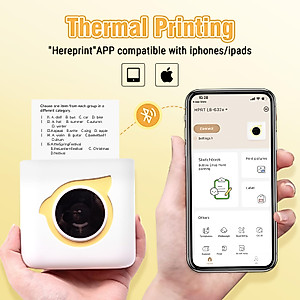 HPRT L8 Sticker Printer Mini Printer Portable Thermal Printer with 1Thermal Paper and 3 Sticker Rolls,Label Maker Machine for Pictures Printing,List,Study Notes,DIY,Receipts - Yellow
