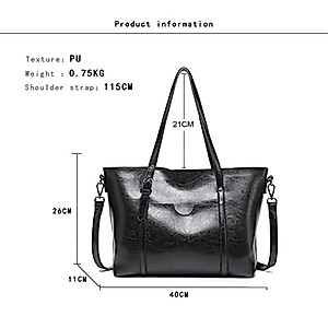 KKP Vintage Tote Bag Fashion Versatile Commuter One Shoulder Crossbody Bag-Black