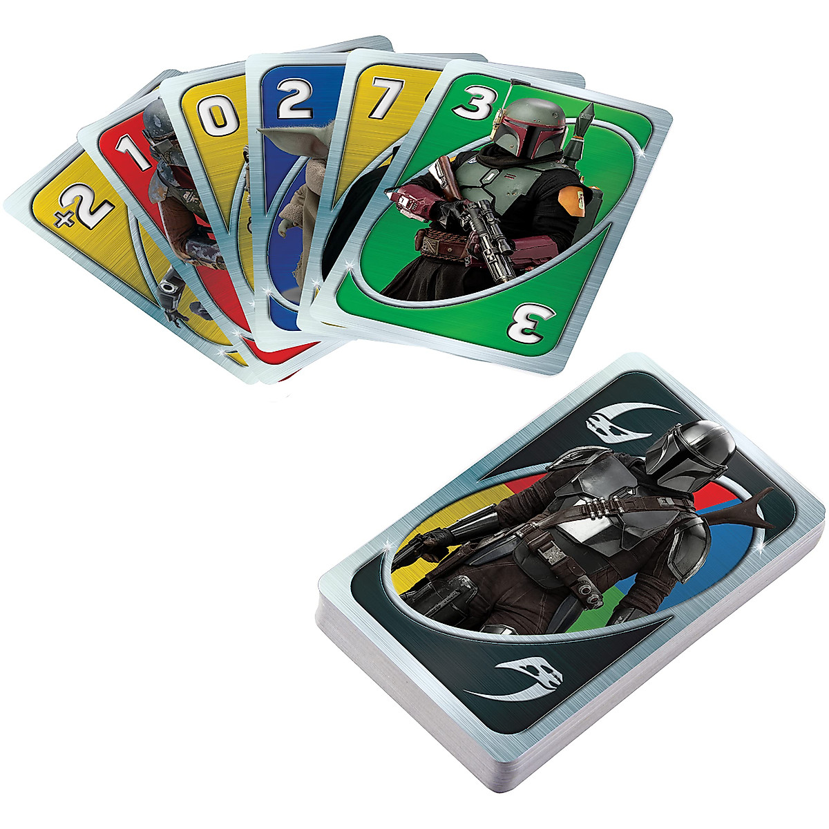 Star Wars UNO The Mandalorian, Card Games, Themed Deck & Special Rule, Gift for Kid, Adult & Family Game Nights, Ages 7 Years Old & Up, 2-10 Players, HJR23