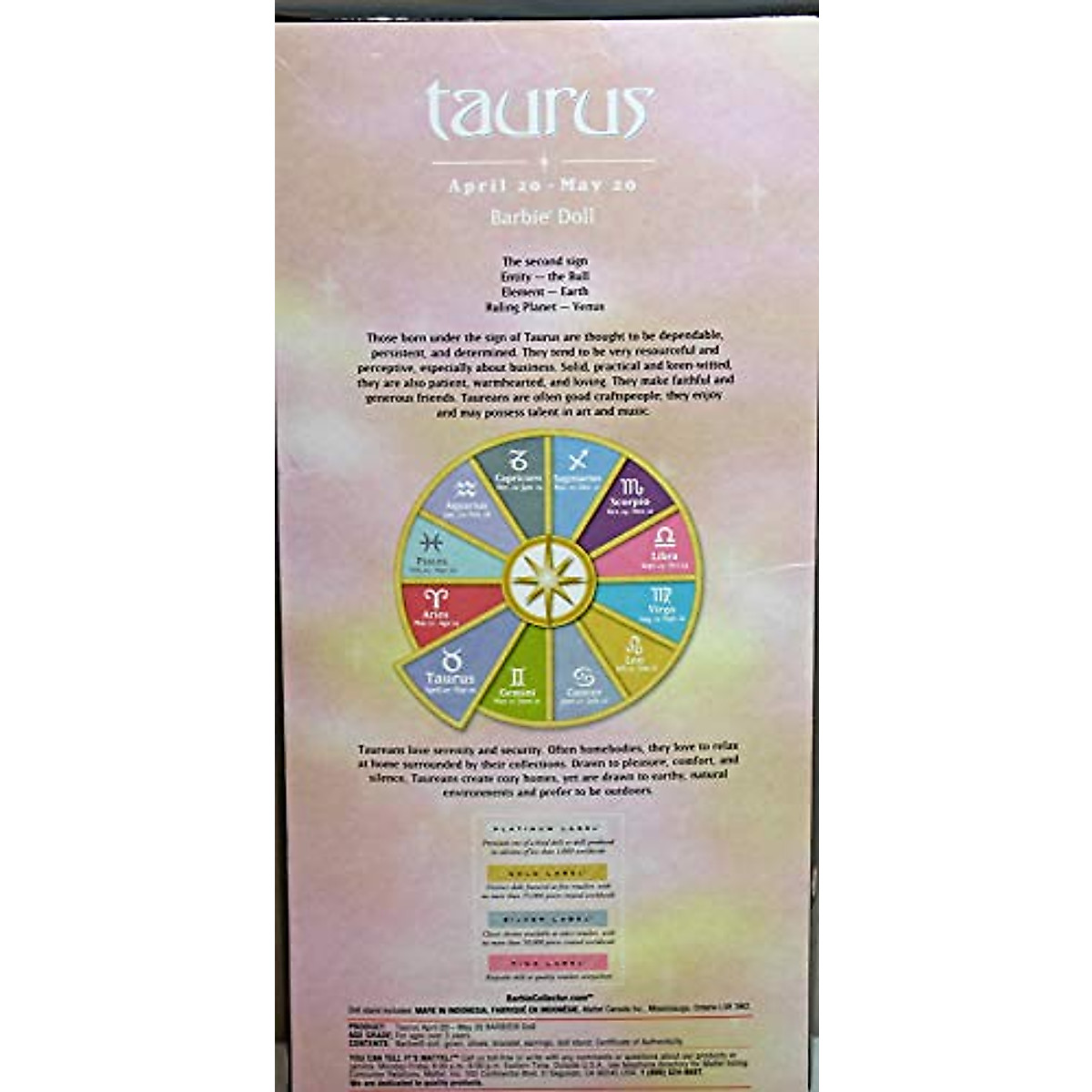Barbie Collector Zodiac Dolls - Taurus (April 21 - May 21) Ethnic