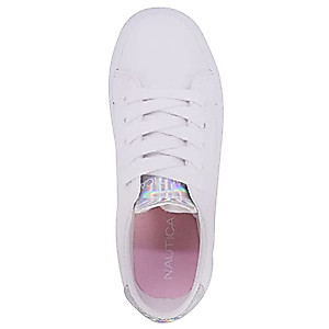Nautica Girls' Sneakers - Lace-Up Tennis Shoes, Casual & Comfortable for Toddlers, Little Kids & Toddler-Dulcie Girls-White-4