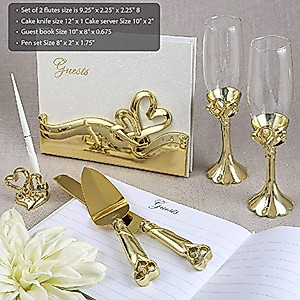 FASHIONCRAFT 2537 Double Heart Themed Wedding Accessory Set, Wedding Favors, Gold