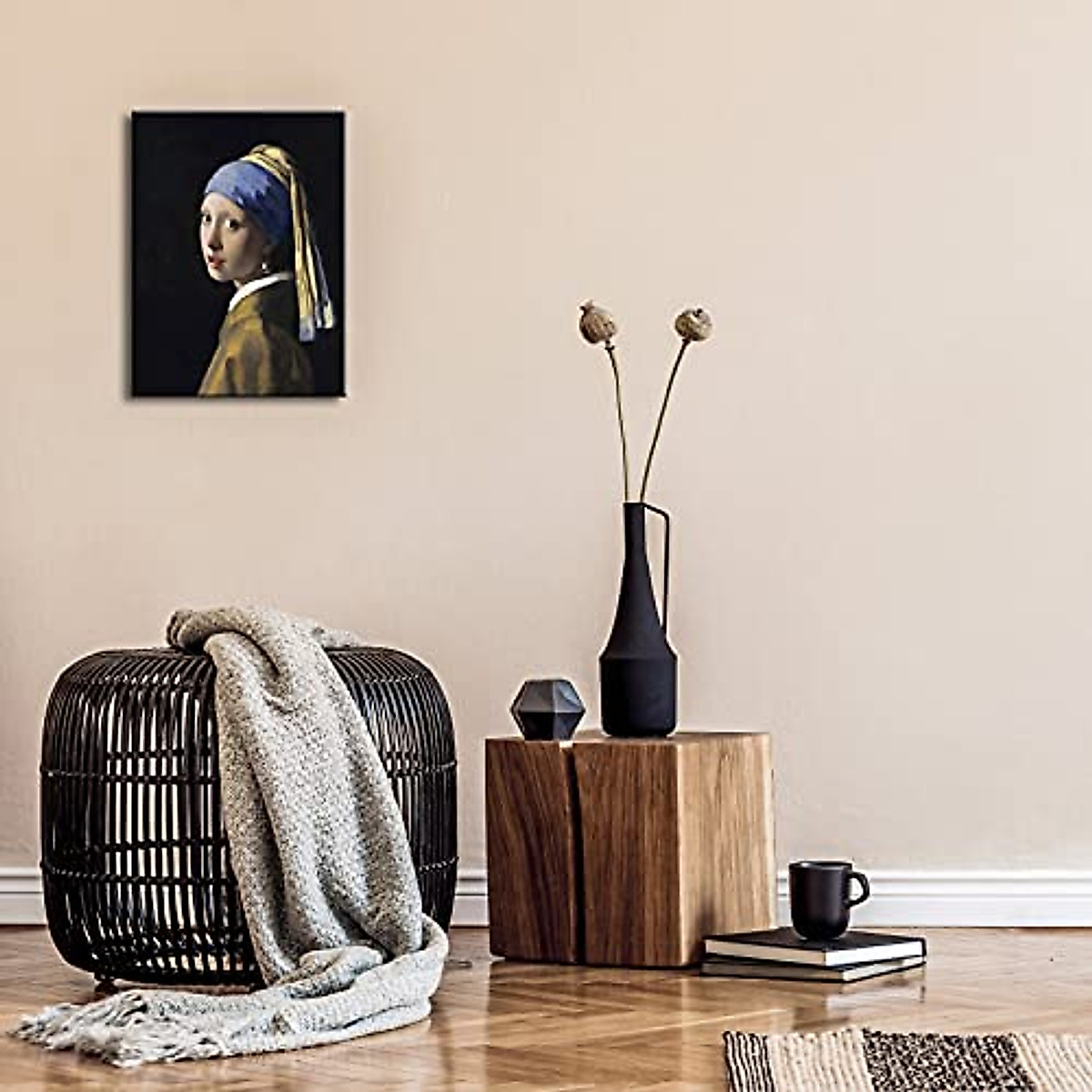 Wieco Art The Girl with a Pearl Earring by Jan Vermeer Oil Paintings Reproduction Canvas Print HD Prints Artwork for Home & Office Decoration