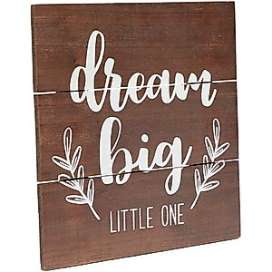 Farmlyn Creek Wooden Nursery Wall Decor Sign, Dream Big Little One (12 x 12 in)