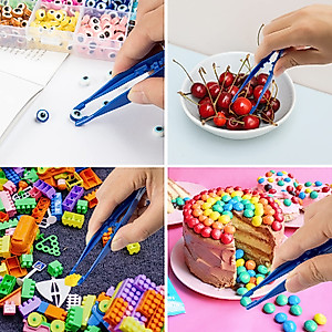 MEABEN 100 Pcs Plastic Craft Disposable Tweezers, Bulk Priced Blue Forceps Tapered Tweezers, Handmake Fuse Beads Manual DIY Tool Handmade Crafts Kit Accessories for DIY Art Crafts