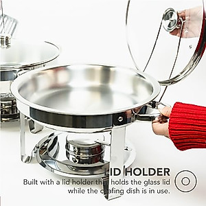 Alpha Living Chafing Dish Buffet Set of 4 – Complete Stainless Steel Chaffe Buffet Set with Glass Lids, Chafing Fuel Holder – Elegant and Practical Warmer Trays for Buffet, Wedding, Catering Supplies