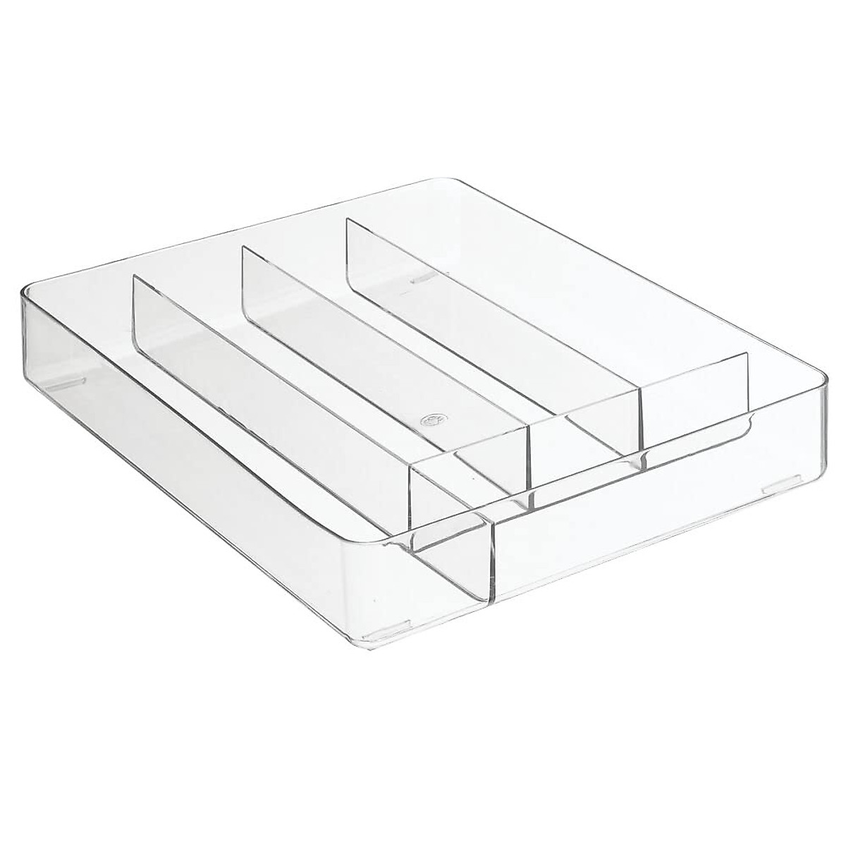 mDesign Plastic Kitchen Cabinet Drawer Storage Organizer Tray - for Storing Organizing Cutlery, Spoons, Cooking Utensils, Gadgets - 5 Divided Compartments - Clear