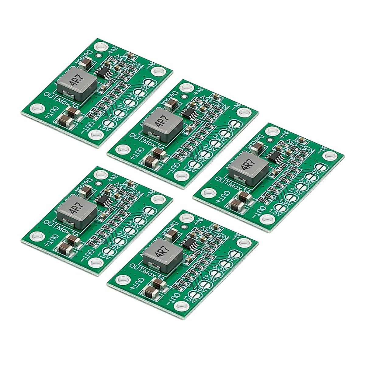 KOOBOOK 5Pcs DC DC Step Down Power Module 5-16V to 1.25V/1.5V/1.8V/2.5V/3.3V/5V 3A Adjustable Buck Voltage Converter Board
