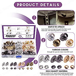 Swpeet 40 Sets 18mm Round Strong Magnetic Button Clasps Snaps, Metal Fastener Clasps Gold Silver Bronze Black DIY Craft Sewing Knitting Buttons Sets for Sewing, Purses, Bags, Clothes, Leather