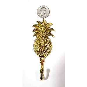 4 1/4" Pineapple Hook Shiny Solid Brass Hanger, Coat Hat Towel Hook, Hanger, House Warming, Tropical Decor, Welcome,Robe Hooks,Coats #Q11