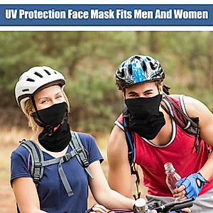 9 Pieces Sun UV Protection Face Mask Cooling Neck Gaiter Balaclava Bandana Scarf (9 Pack(Black))