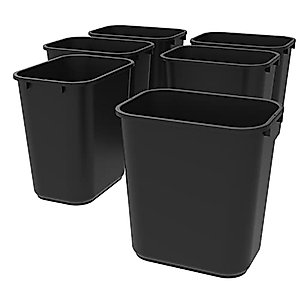 Storex Medium Waste Basket, 15 x 10.5 x 15 Inches, Black, Case of 6 (00710A06C)