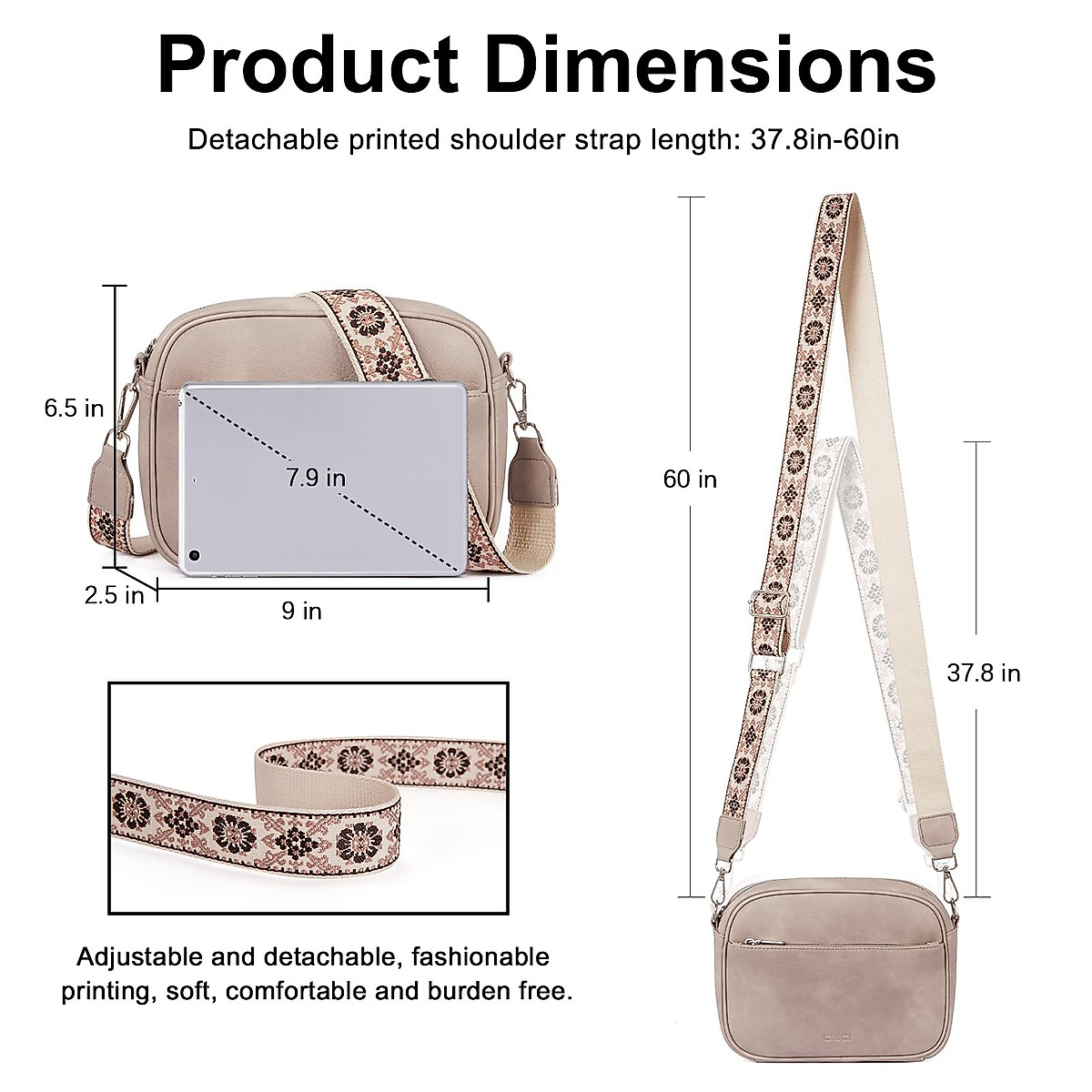 CLUCI Crossbody Bags for Women Trendy, Vegan Leather Shoulder Handbags，Purses for Women with Adjustable Wide Strap