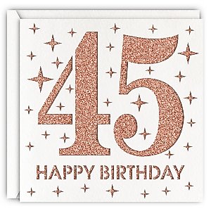 MAGJUCHE Rose Gold 45th Birthday Card, Laser Cut Glitter Woman Age 45 Birthday Gift For Mother, Wife, Sister