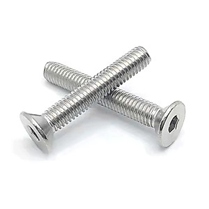 M5-0.8 x 12mm Flat Head Socket Cap Screws Bolts, Stainless Steel 18-8 (304), Bright Finish, Allen Socket Drive,Machine Screws Inner Hex Screw Fasteners Bolts 50 Pcs