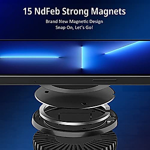 Phone Cooler Magnetic, Lecone Smartphone Radiator Cooling Fan for iPhone 13 and 12 Series Compatible with Magsafe RGB LED Light USB-C Power Cable Gaming Accessory