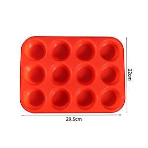 12 Cups Silicone Muffin Moulds Silicone Muffin Pan Cake Tray Silicone Baking Mold Kitchen Utensils for Baking Cake Desserts