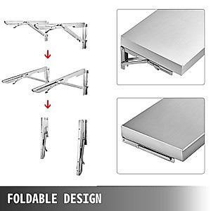 Happybuy Concession Shelf 70.8L x 11.4W Inch with Stainless Steel Frame and Surface Board for Food Trailer Serving Window