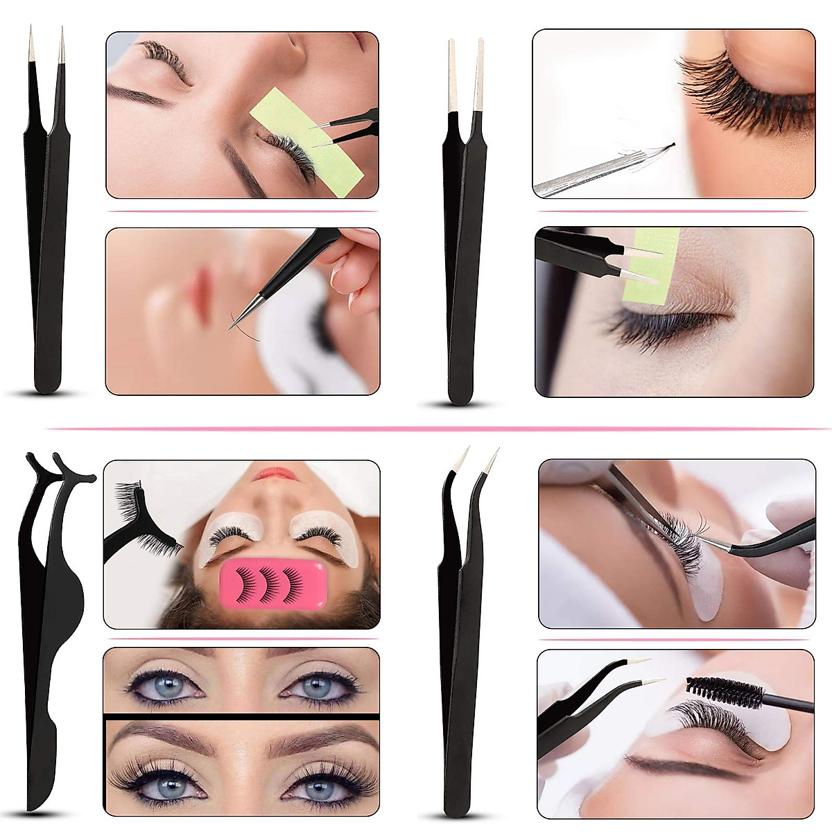 VEIDIA Eyelash Extension Supplies, including Lash Extension Tweezers, Disposable Mascara Brush Wand, Cotton Swabs, Glue Ring Holder, Eyelash Tape, Silicone Eyelash Pad - 458Pcs Eyelash Extension Kit