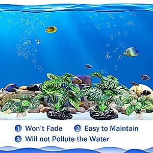 Vtapliea 4PCS Aquarium Plants Betta Fish Tank Decorations Small Size Soft Faux Silk Aquarium for Hiding Fish Reptil