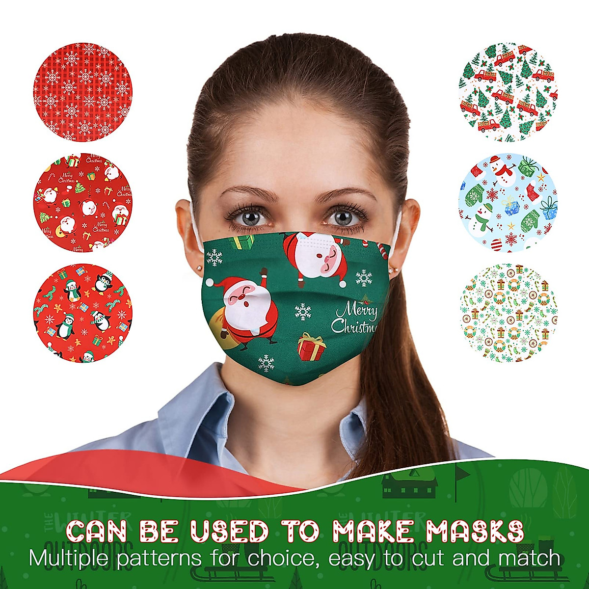 YARNOW 12 Pieces Christmas Fabric Bundles Squares Fabric Bundle Xmas Fabric for Xmas Sewing Crafting DIY Supplies (18.9 x 20.5 Inch)