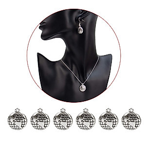 AUEAR, 100 Pack Globe Charms Silver Earth Globe Charms Alloy Golbe Pendant for Jewelry Making Bracelet Necklace Pendant Supplies