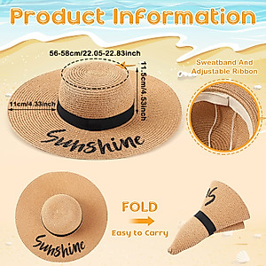 Sureio 6 Pcs Beach Hat for Women Summer Floppy Hat Embroidered Foldable Sun Hat Large Brim Adjustable Straw Hats for Women Vocation Travel
