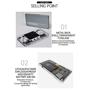 Petforu POWKIDDY A66 Handheld 10000 Games Retro Game Console Ultra Card Transparent Game Machine - 32G Silver, A66 (32g)