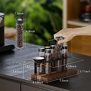 VZONE Coffee Bean Cellar Tubes Single Dose Glass Coffee Container with Hopper 8 Tubes with Exhaust Valve