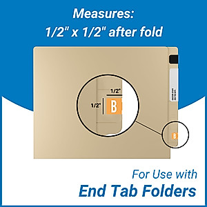 Doctor Stuff - File Folder Labels, Alphabet Letter B, TAB Products - TBAV Series Compatible Alpha Stickers, Fluorescent Orange, 1/2" x 1”, 500/Roll