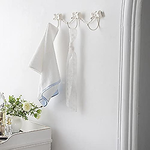 BOOMLATU 3 Hooks White Bow Coat Hook Wall Hook Key Hook for Girls Women Nursery or Bedroom Decoration (White)