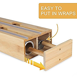 2 in 1 Foil and Plastic Wrap Organizer with Cutter,【Upgraded version】Aluminum Foil Dispenser with Cutter for Organization and Storage, Wrap Dispenser for Kitchen Drawer(Horizontal or Wall Mounted)