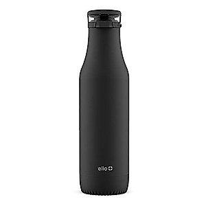Ello Riley 18oz Vacuum Insulated Stainless Steel Water Bottle with Flip Lid, Black, 18 oz.