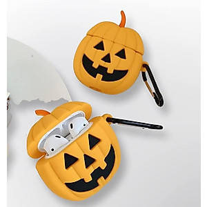 Airpods Case,New Pumpkin Lantern Case for Airpods 1&2, Airpods Accessories Shockproof Protective Premium Silicone Cover and Skin for Apple Airpods Charging Case