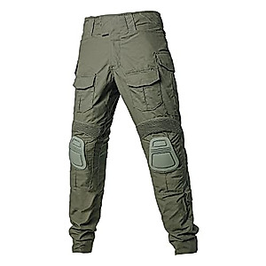 DRAGON EDGE Men G3 Combat Pants Tactical Pants with Knee Pads Military Paintball Airsoft Water Proof Rip-Stop Trousers (Army Green, S)