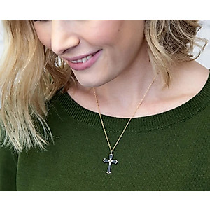 Black Cross in a Cross Pendant Necklace, 12k Green and Rose Black Hills Gold 18 Inches