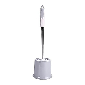 SAAKO Plastic Toilet Brush Lightweight Toilet Bowl Brush Replaceable Brush Head with Clip Toilet Cleaner Brush with Toilet Holder
