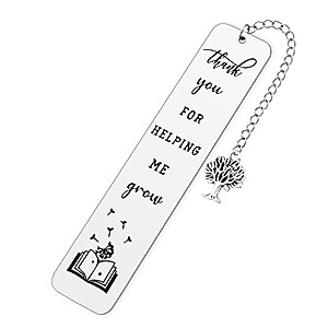 Teacher Gifts for Women Men, Teacher Graduation Gifts - Thank You for Helping Me Grow Appreciation Metal Bookmark Birthday Christmas Retirement Teacher Gifts from Students