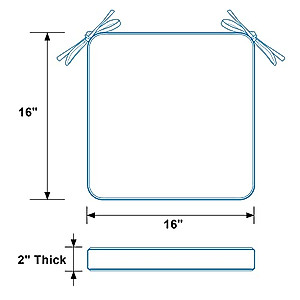 GUEGLSA Outdoor Indoor Waterproof Seat Cushions,16x16 Inches Patio Chair Cushion with Ties,Machine Washable Seat Pad for Home Garden Furniture,Set of 2,Grey