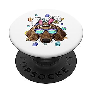 Dachshund Easter Bunny Ears Dog Funny Easter Eggs Hunting PopSockets Swappable PopGrip