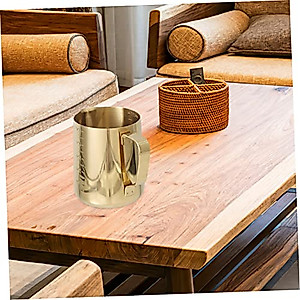 BRIGHTFUFU Graduated Milk Cup Milk Pitcher for Espresso Machine Latte Cup Espresso Mug Latte Art Pitcher Milk Frother Cup Coffee Container Milk Frothing Jug Tea Pitcher Stainless Steel Golden