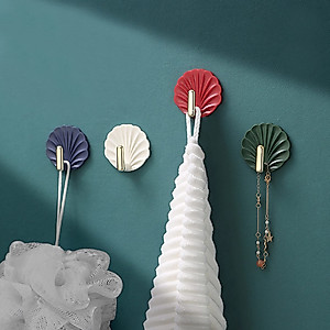 Bemurthos Adhesive Wall Hooks Towel Hooks, Sticky Waterproof Plastic Hooks for Hanging Towel, Robe, Coat, Decorative Wall Hooks for Bathroom Kitchen Shower, Novelty Adhesive Hook, Green, 4 Pack